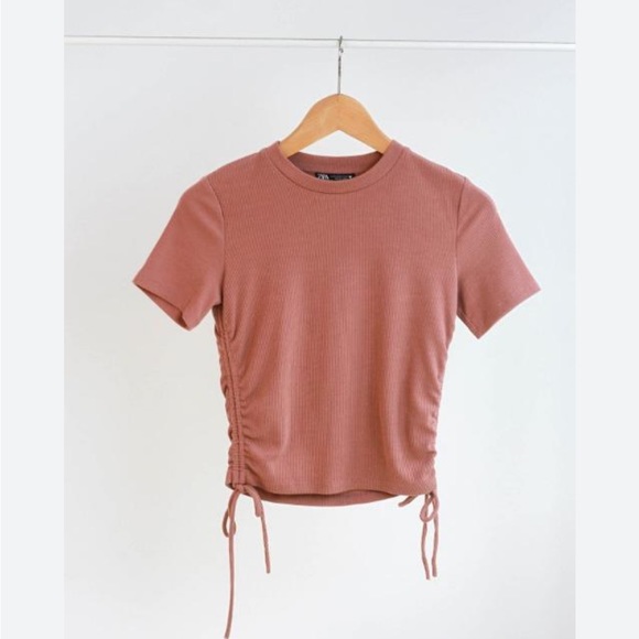 Zara | Tops | Zara Ribbed Top With Side Drawstring | Poshmark